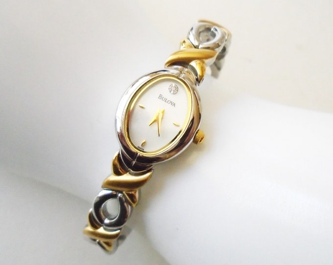 Vintage Bulova Quartz AO Watch, Ladies Two Tone XO Stainless Steel ...