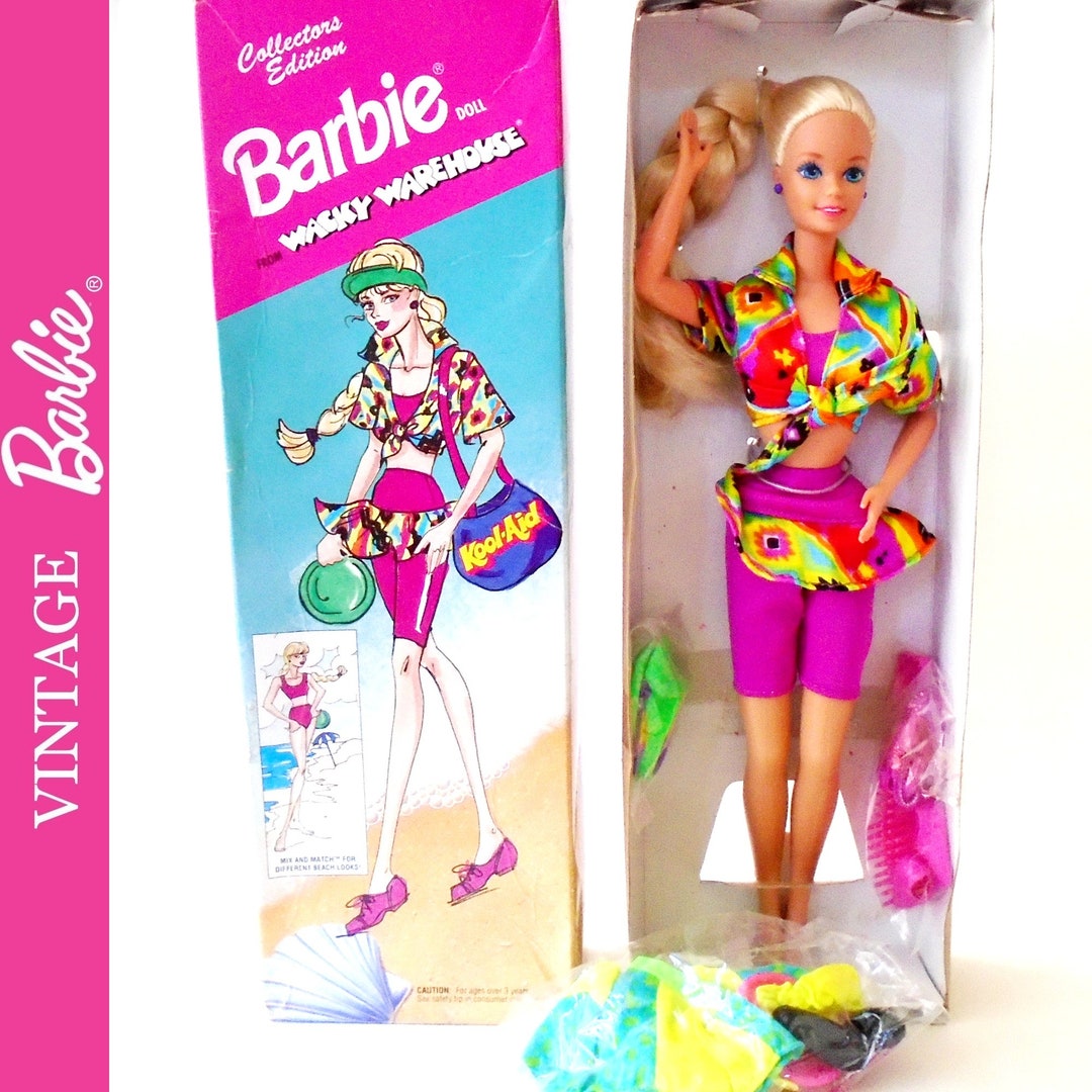 Vintage Barbie Doll, 1992 Wacky Warehouse Kool Aid Barbie Doll, NRFB ...