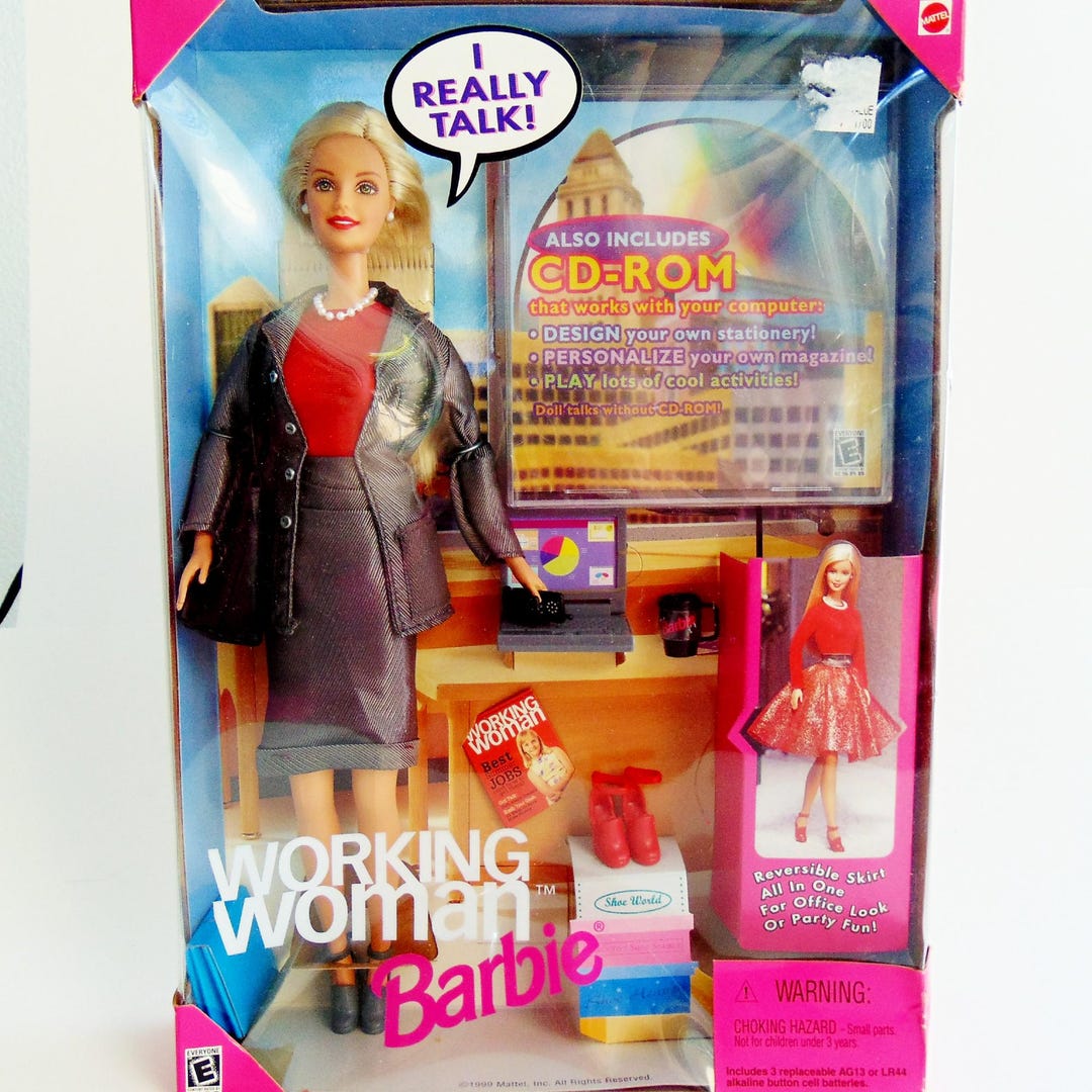 Barbie Working Woman Doll NRFB, 1999 Talking Barbie With CD ROM, Day to ...