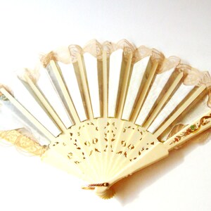 Antique Lace 10" Cream French Scene Fan, Antique Lace French Fabric ...