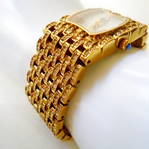 NOLAN MILLER Gorgeous Gold Rhinestone Bracelet Watch, Diamonique ...