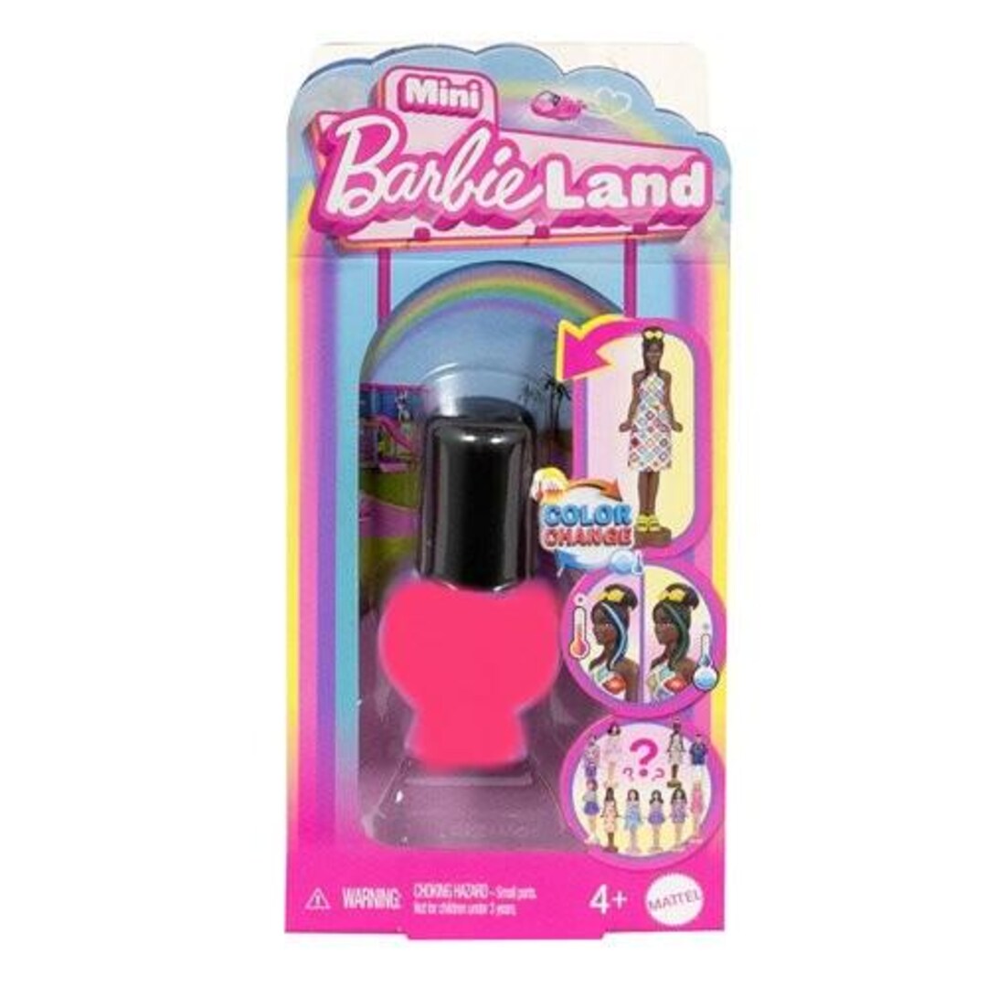 Mini Barbieland Fashionistas Dolls, 1.5-inch Dolls in Pink Nail Polish ...