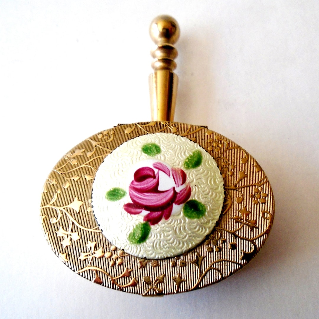 Brass Enamel Flower Purse Ashtray, Gullouche Enamel 50's 60's Flower ...