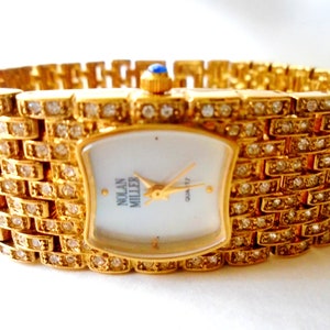 NOLAN MILLER Gorgeous Gold Rhinestone Bracelet Watch, Diamonique ...