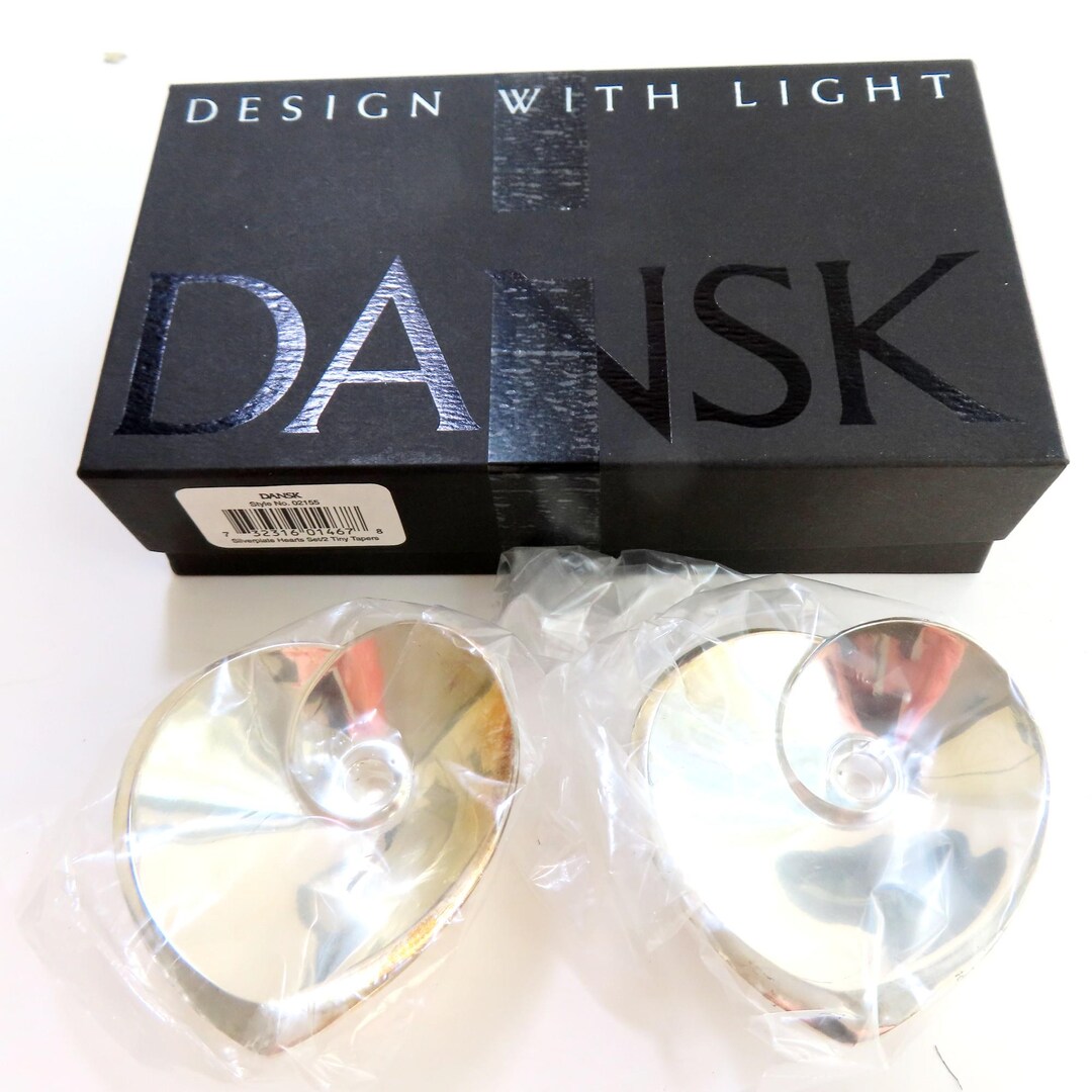 Dansk Silver Plated Heart Candle Holders, Boxed Silver Heart Candles ...