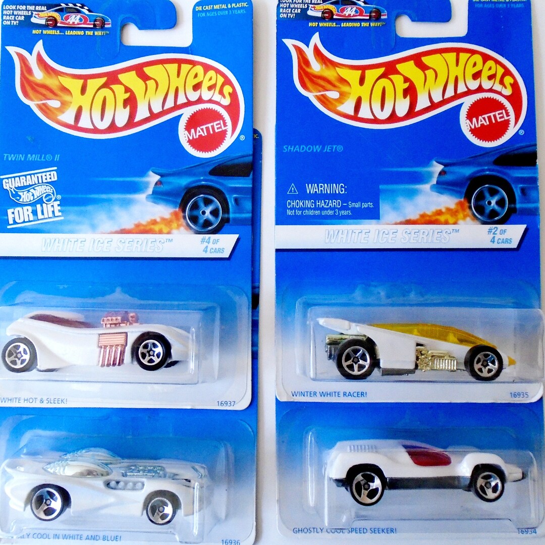 Hot Wheels White Ice Set of 4 NIP, Blue Card 1996 White Ice Collector ...
