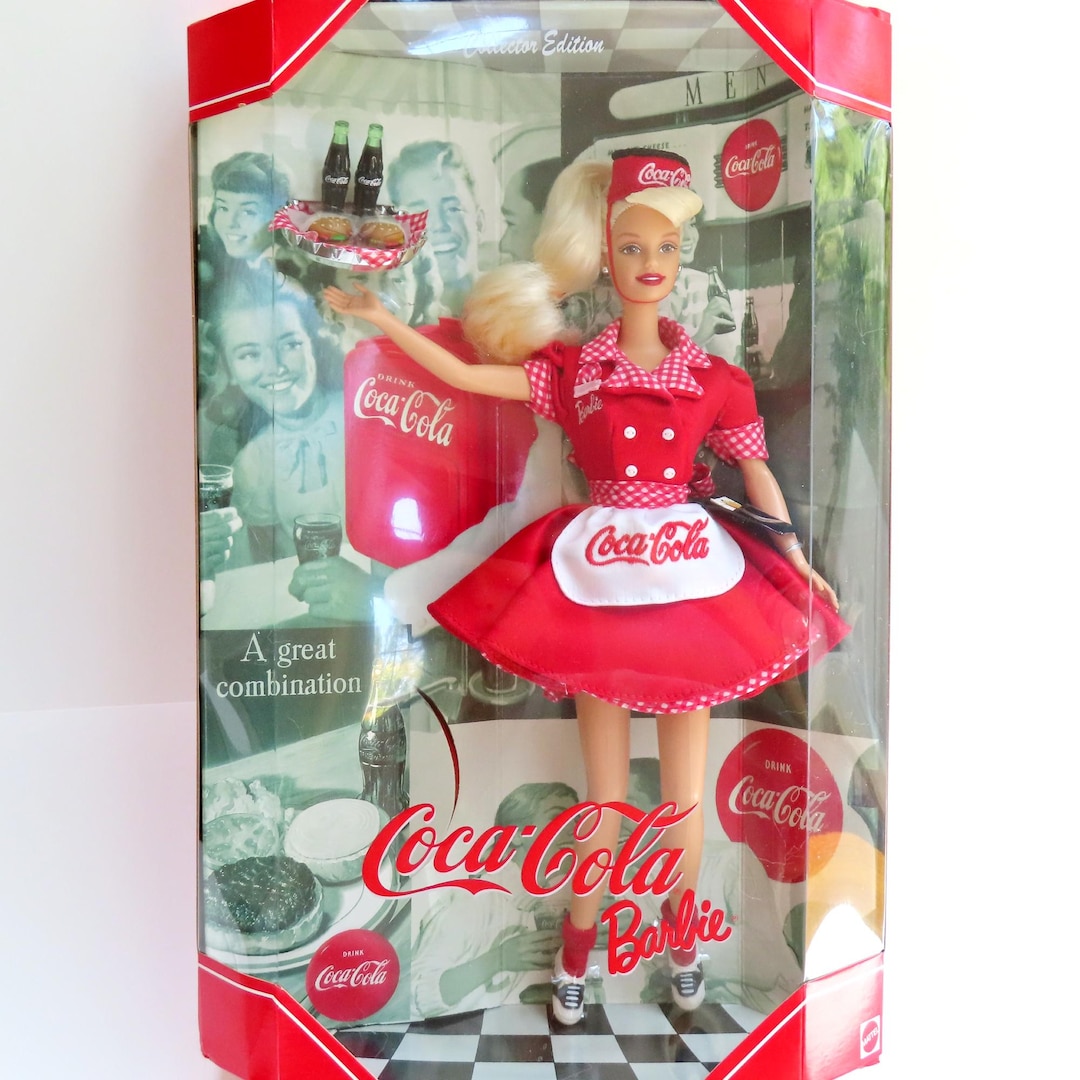 Car Hop Waitress Barbie Coca Cola Doll, 1998 NRFB Coca Cola Car Hop ...