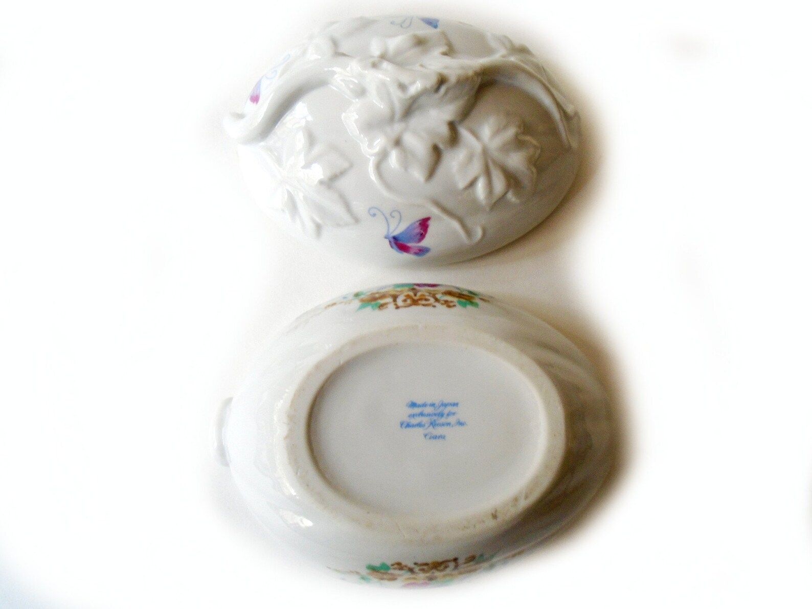 Vintage Butterfly Fancy Egg Porcelain Box Charles F Roman - Etsy