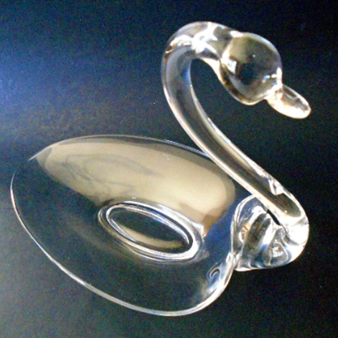 Duncan and Miller Clear Art Glass Swan, MC Duncan Swan Candy Dish ...
