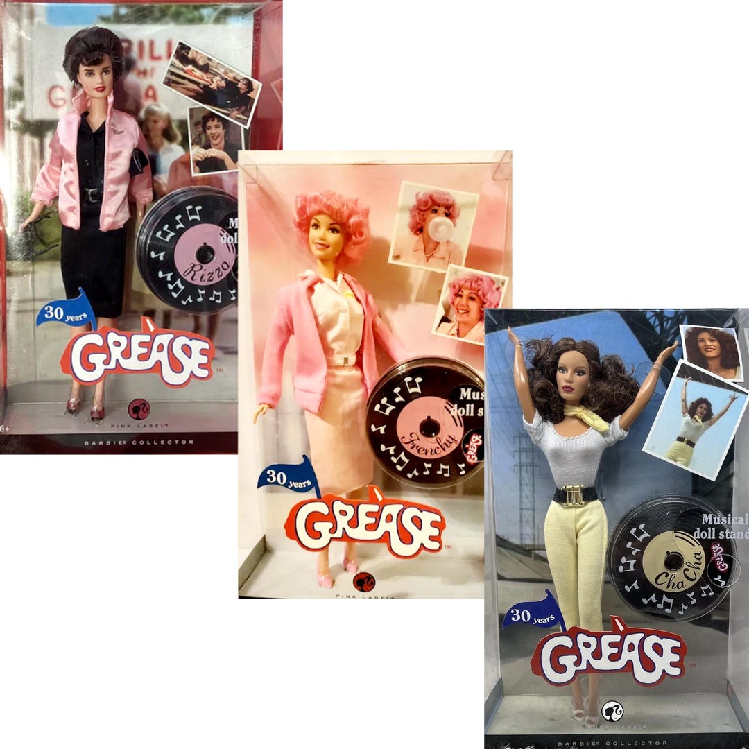 Grease Barbie Dolls, Grease Rizzo Barbie and Grease Frenchy Barbie ...