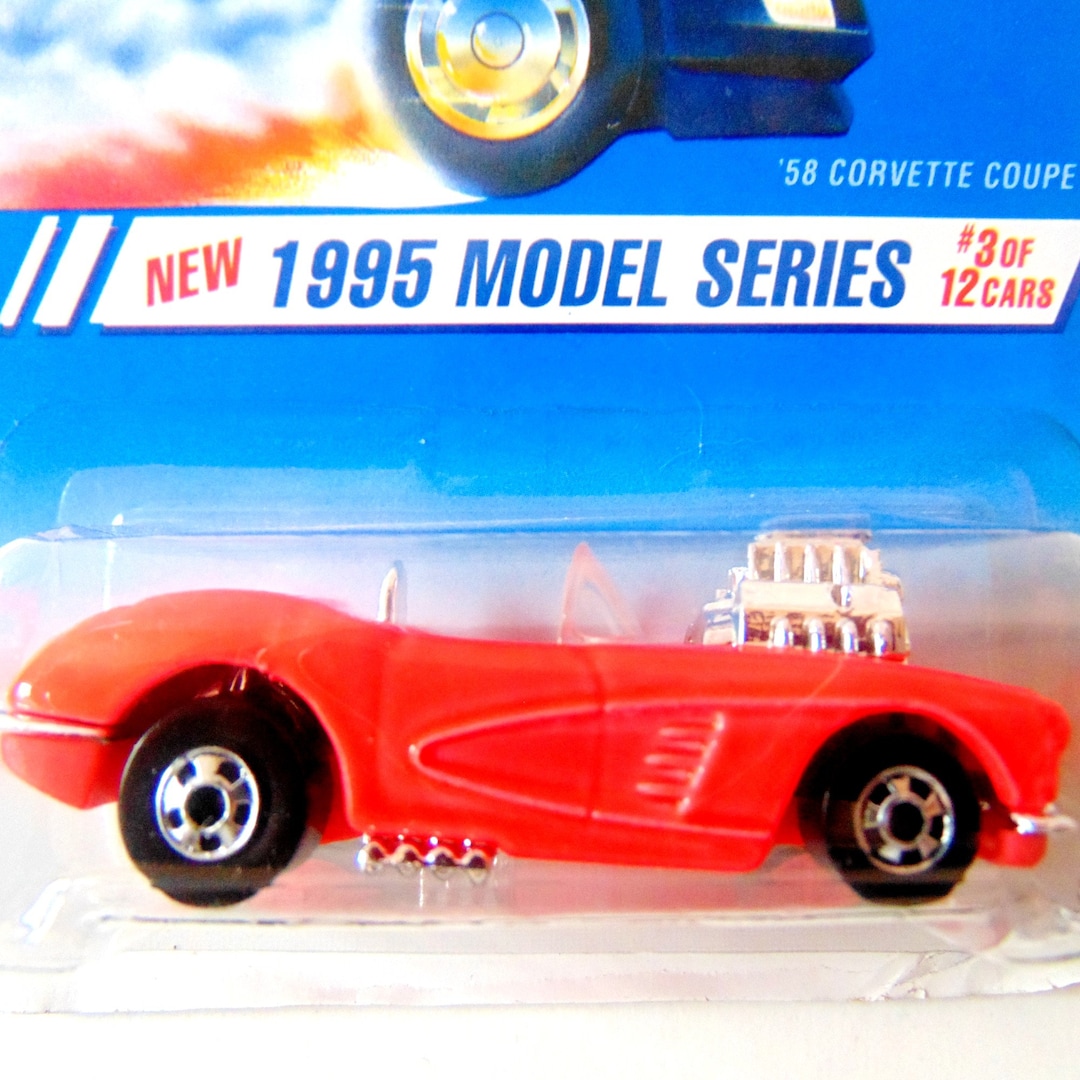 Hot Wheels 58 Corvette Coupe 1995 First Edition Red Orange, 1958 Chevy ...
