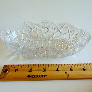 Cut Crystal Oval Relish Dish, Diamond Cross Cut Crystal Dish, Vintage ...