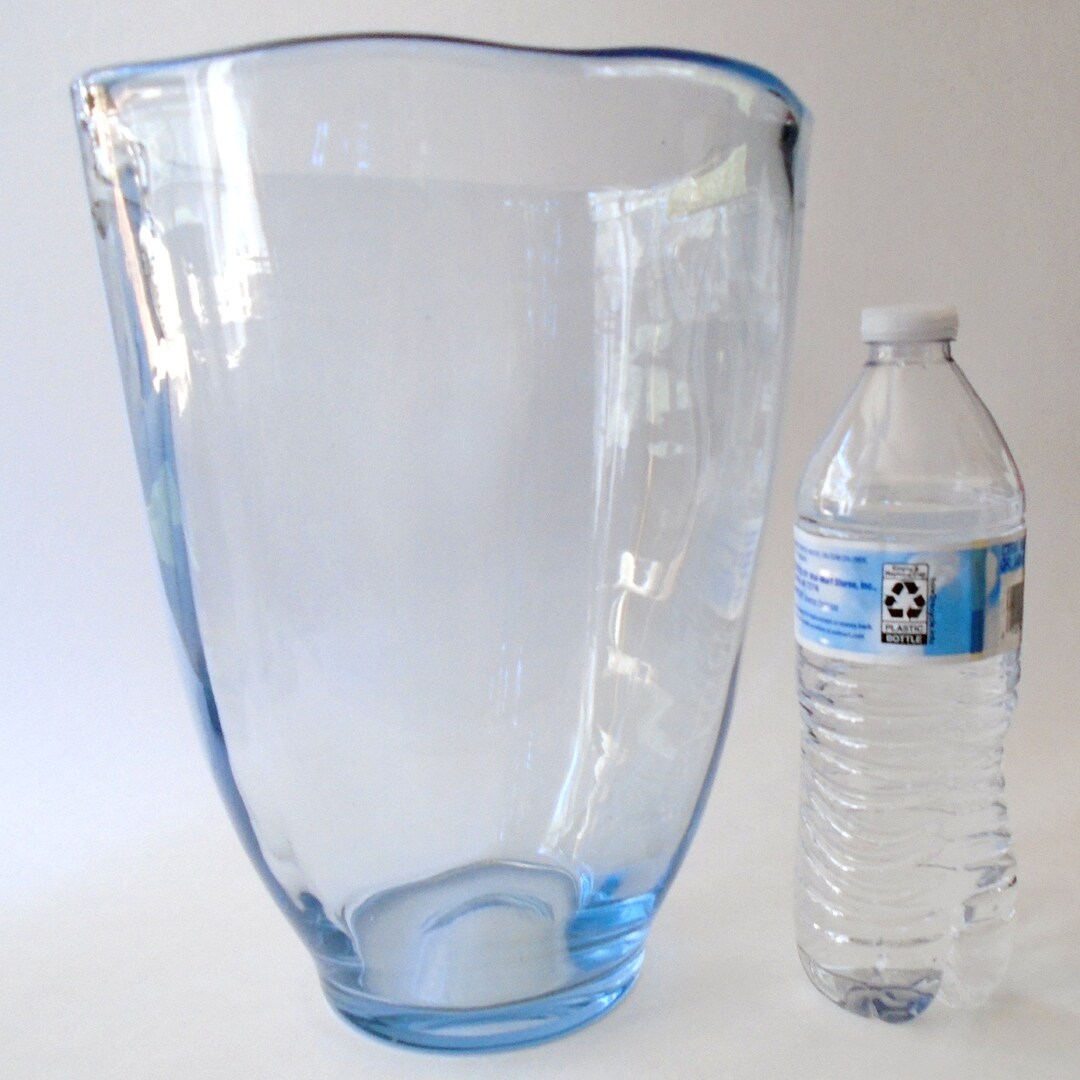 Duncan and Miller Large Depression Glass Vase, Blue Glass Duncan Miller ...