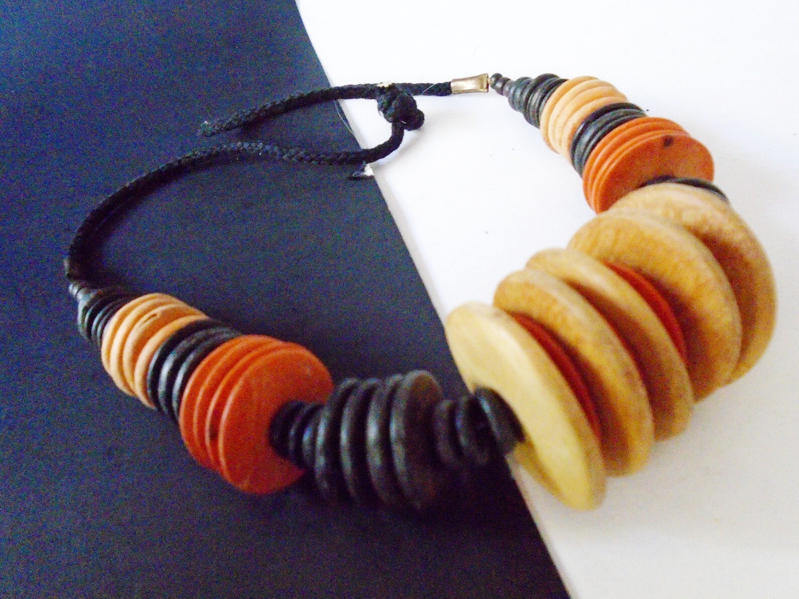 Vintage African Wood Bead Self Tie Necklace, Vintage Primitive Hand ...