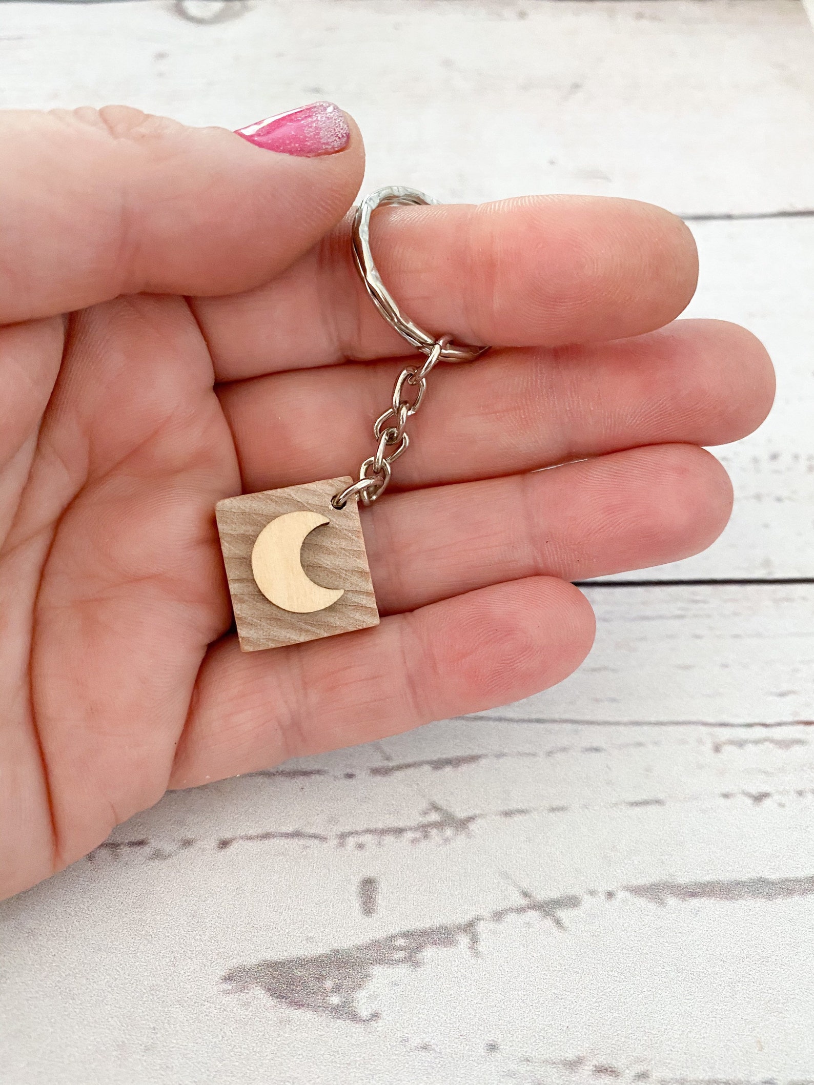 Keyring With Crescent Moon Embellishments: Alphabet Keyring | Etsy
