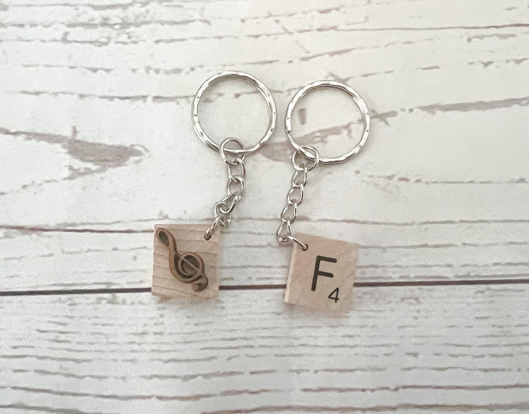 Letter Tile Keyring: Treble Clef Music Gift - Etsy