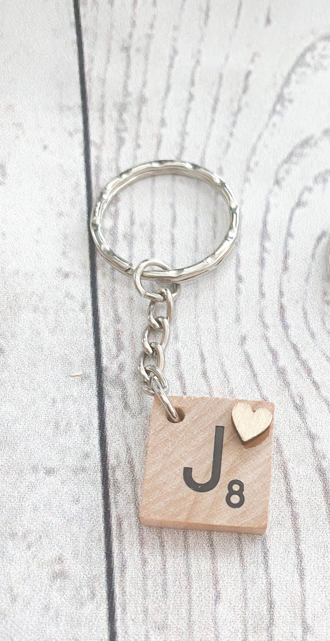 Scrabble Tile Keyring With Tiny Heart on the Front - Etsy