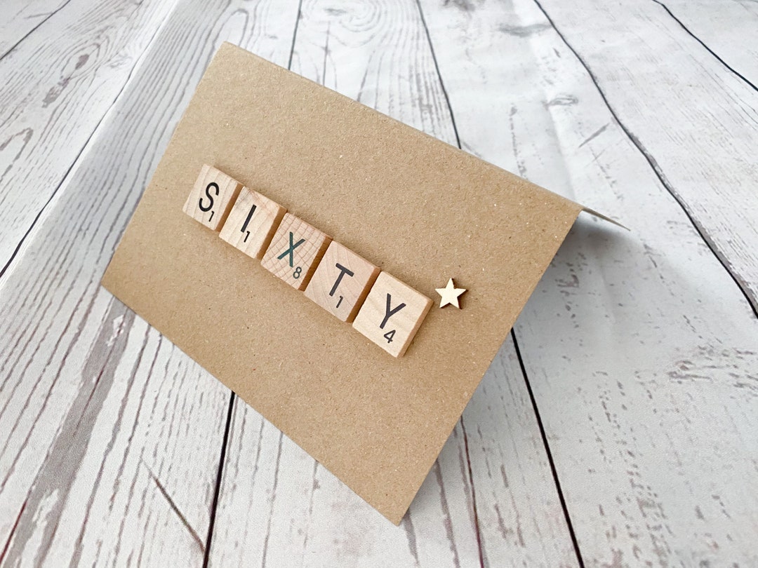 Sixtieth Birthday Card - 60th Birthday - A6 Size - Kraft Brown Card ...