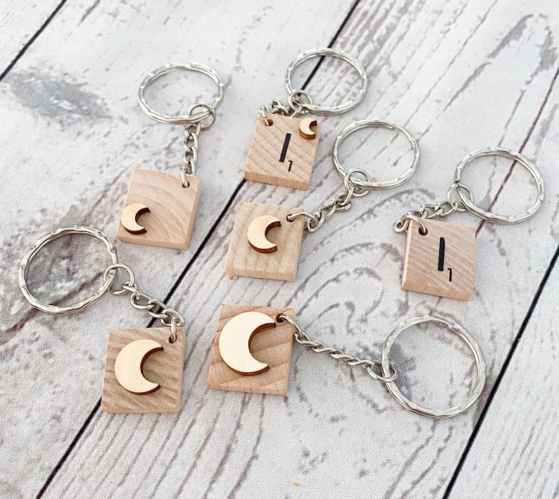Keyring With Crescent Moon Embellishments: Alphabet Keyring Perfect for ...