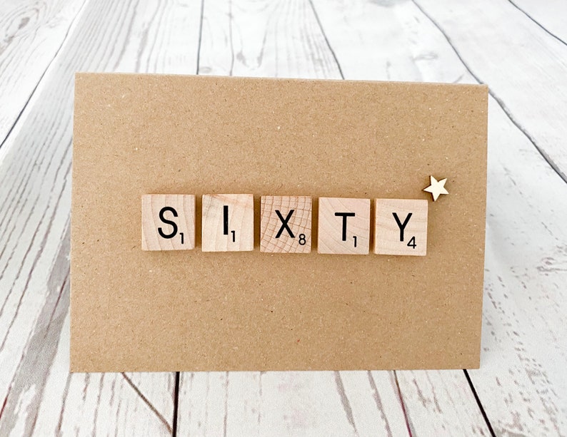 Sixtieth Birthday Card - 60th Birthday - A6 Size - Kraft Brown Card ...