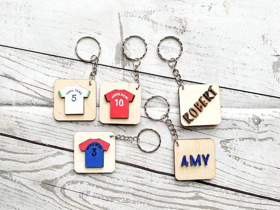 Football Shirt Keyring With Custom Colours and Personalised - Etsy