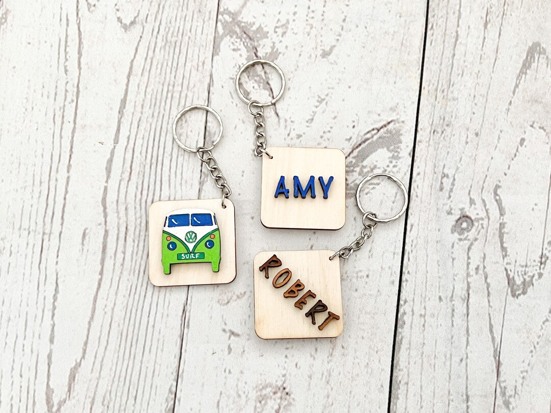 Green Camper Van Keyring With Personalisation on Reverse - 4cm Tile ...