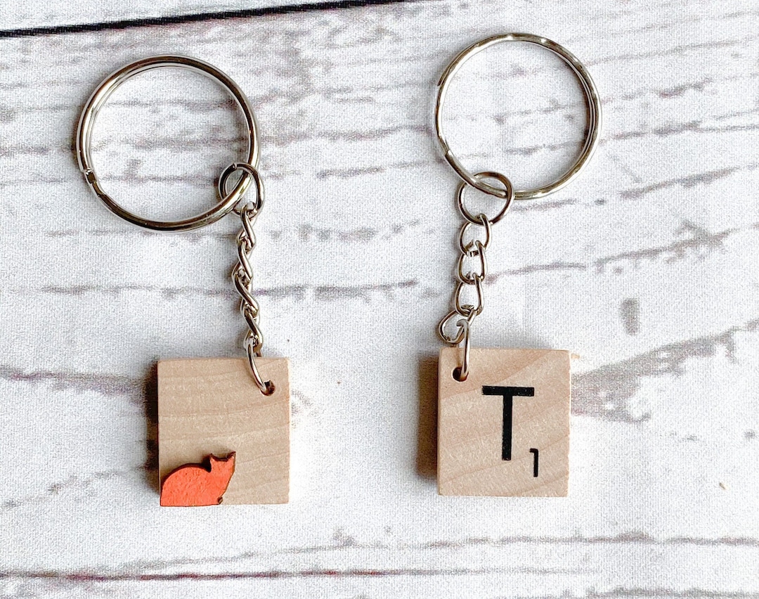 Letter Tile Keyring: Ginger Cat Embellishment, Alphabet Keychain - Etsy UK
