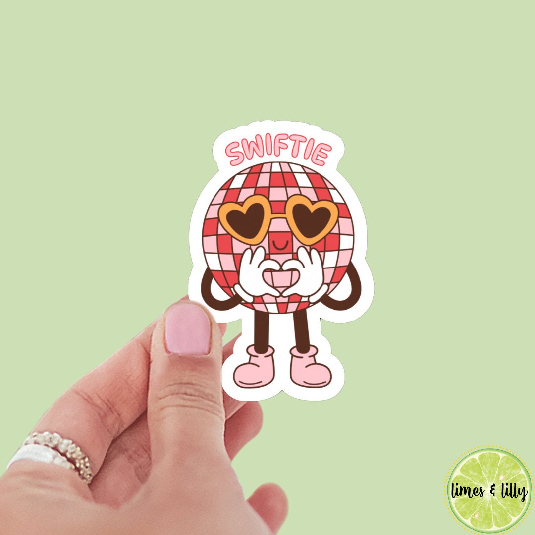 Swiftie Swifty Retro Disco Ball Heart Sticker, Book Stickers, Kindle ...