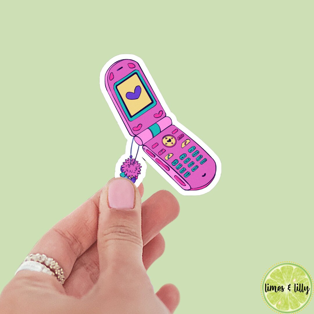 Y2K 90s Girl Retro Flip Phone Sticker, Book Stickers, Kindle, Laptop ...