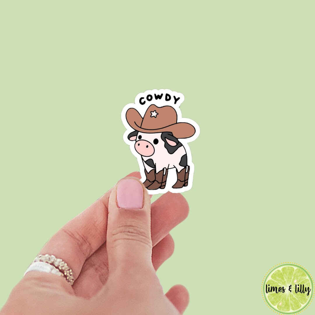 Cowdy Cow Sticker | Book Stickers | Cowboy Stickers | Cowgirl | Howdy ...