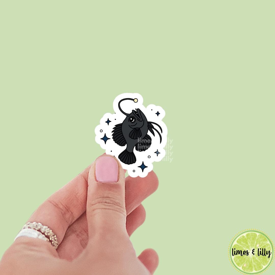 Black Angler Fish Vinyl Sticker | Black Seadevil Fish | Kindle Stickers ...