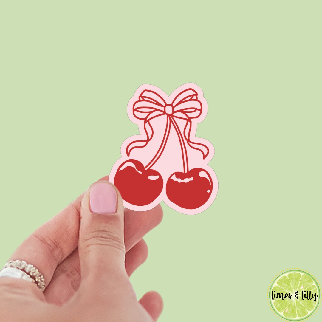 Coquette Cherry Pink Sticker | Girly Sticker | Cute Sticker | Kindle ...