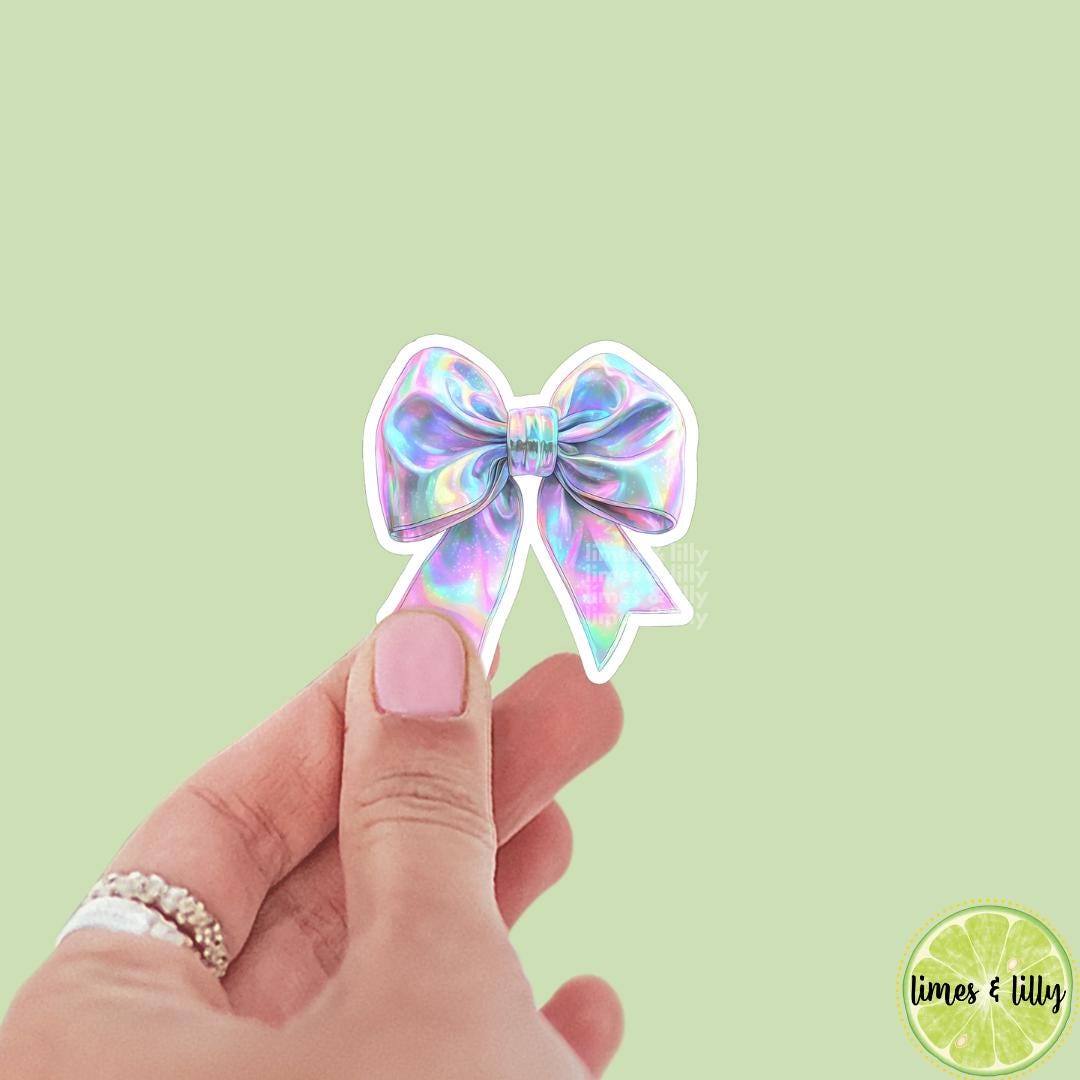 Coquette Iridescent Bow Vinyl Sticker | Trendy Stickers | Cute Stickers ...