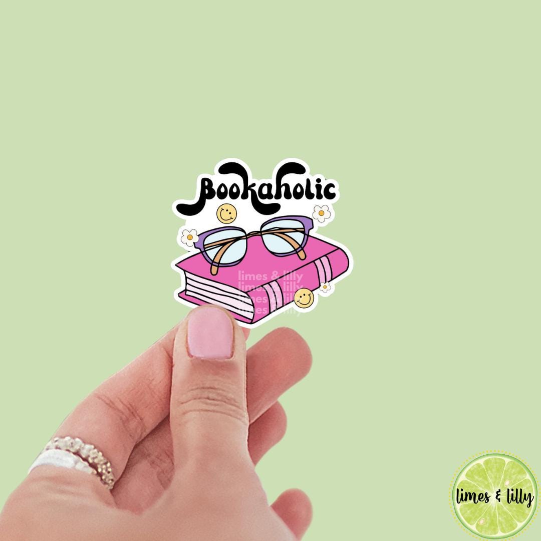 Bookaholic Book Stack Glasses Vinyl Sticker | Book Sticker | Bookish ...