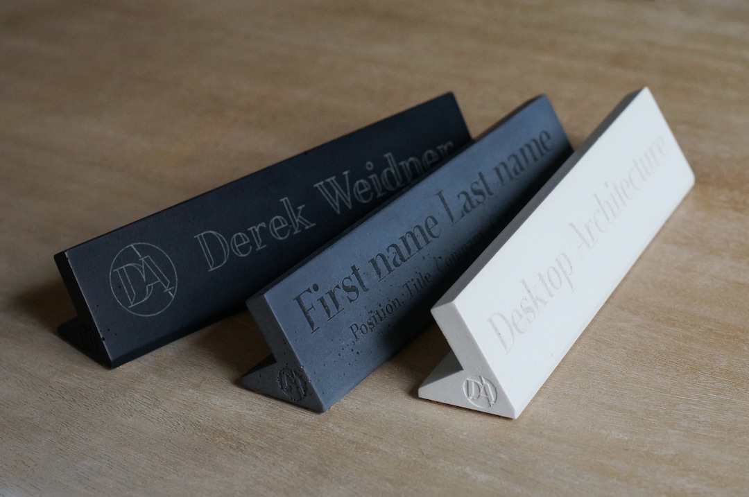 Concrete Name Plate (custom Engraved) for Desk, Office, Business ...