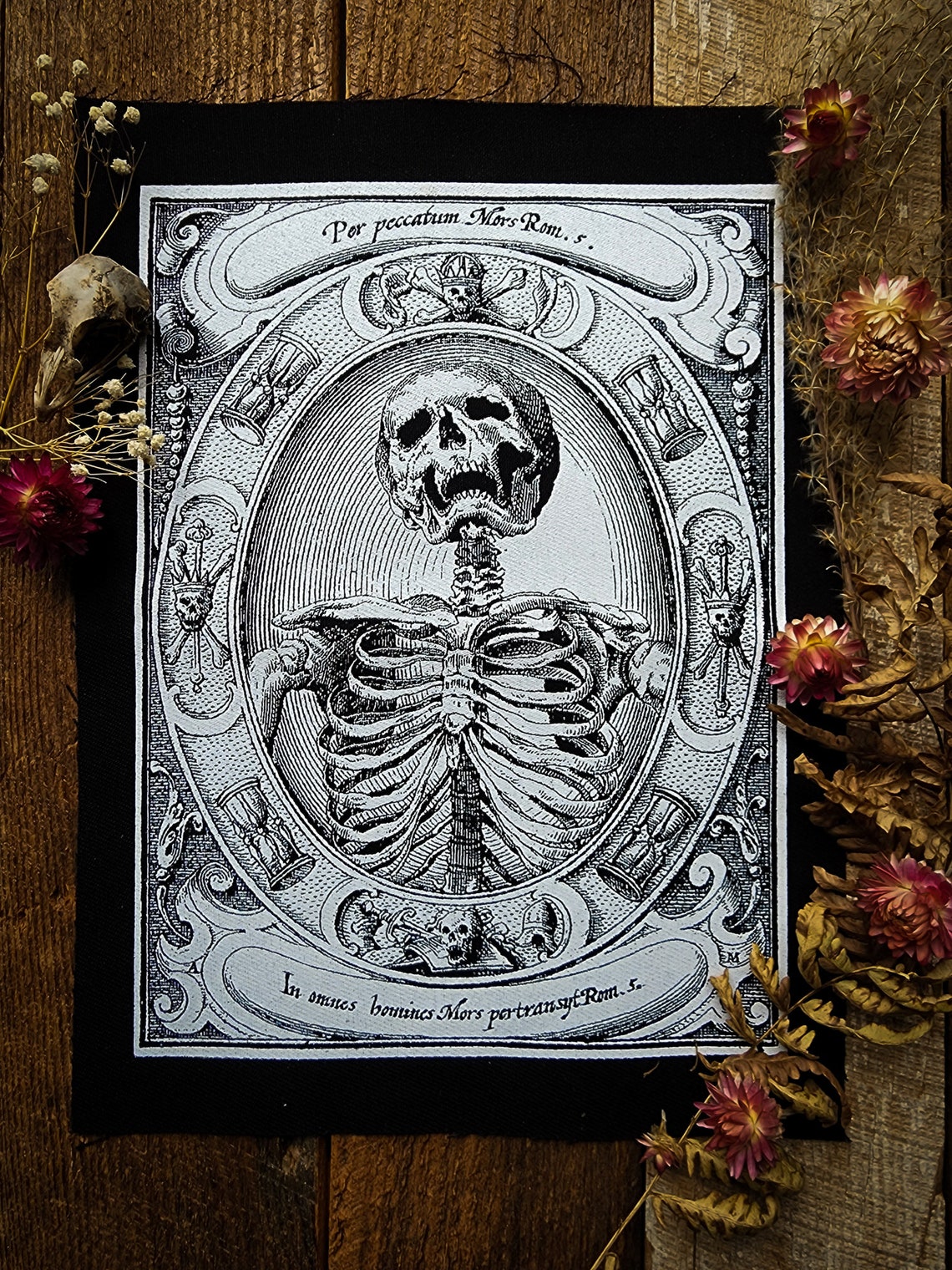 Memento Mori Patch // Gothic Art Screen Printed on Canvas for Jackets ...