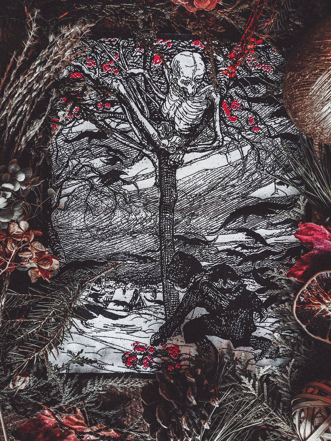 Death in the Tree Patch // Gothic Art Screen Printed on Canvas for ...