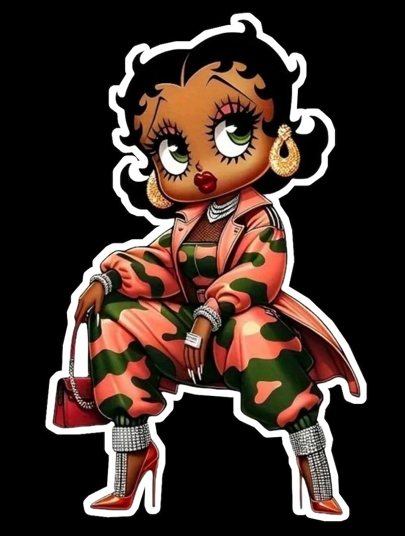 Street Style Betty Boop Sticker * Urban Camouflage Baddie Sticker for ...