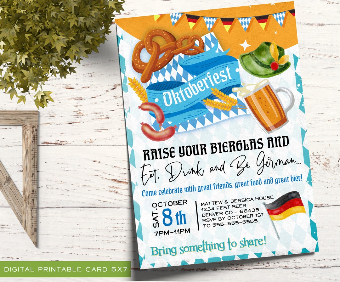 German Oktoberfest Invitation, German Themed Party Invite, Bavarian ...