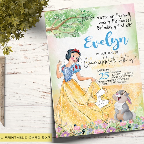 Editable Snow White Birthday Invitation Template Printable - Etsy