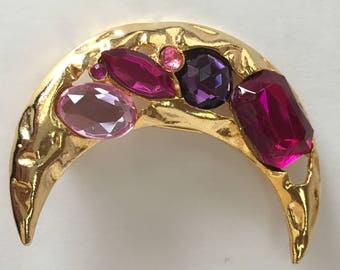 Crescent moon brooch | Etsy