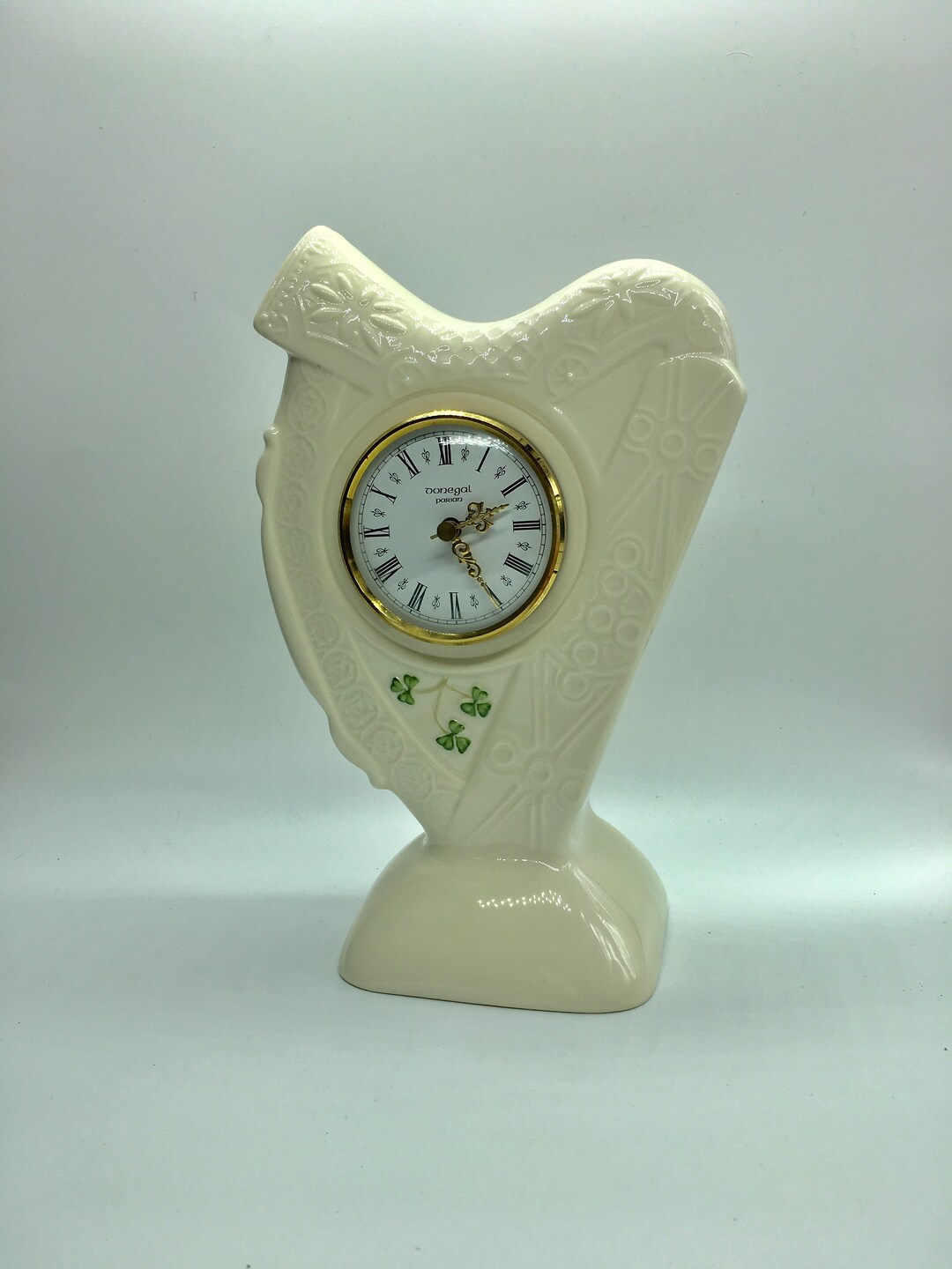 Irish Parian - Donegal China - Harp Shaped Clock - Battery Operated ...