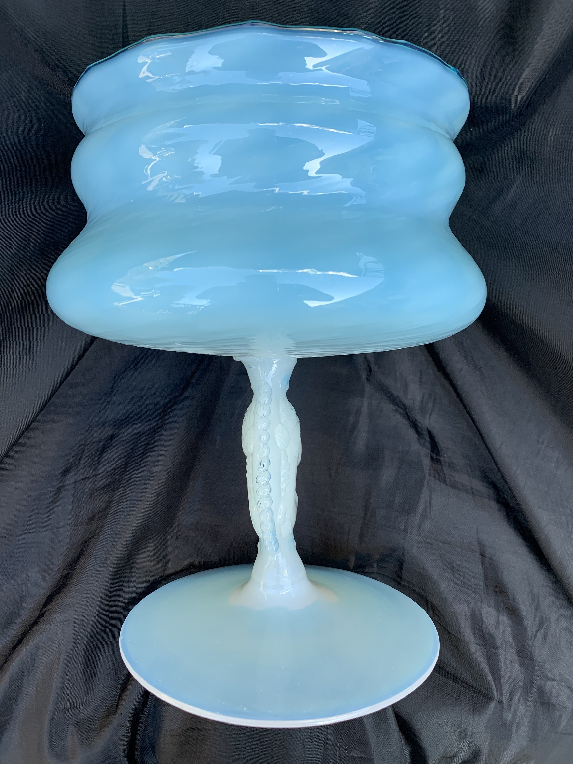 RARE - Antique Venetian Hand Blown Glass Compote With Opalescent Cameo ...
