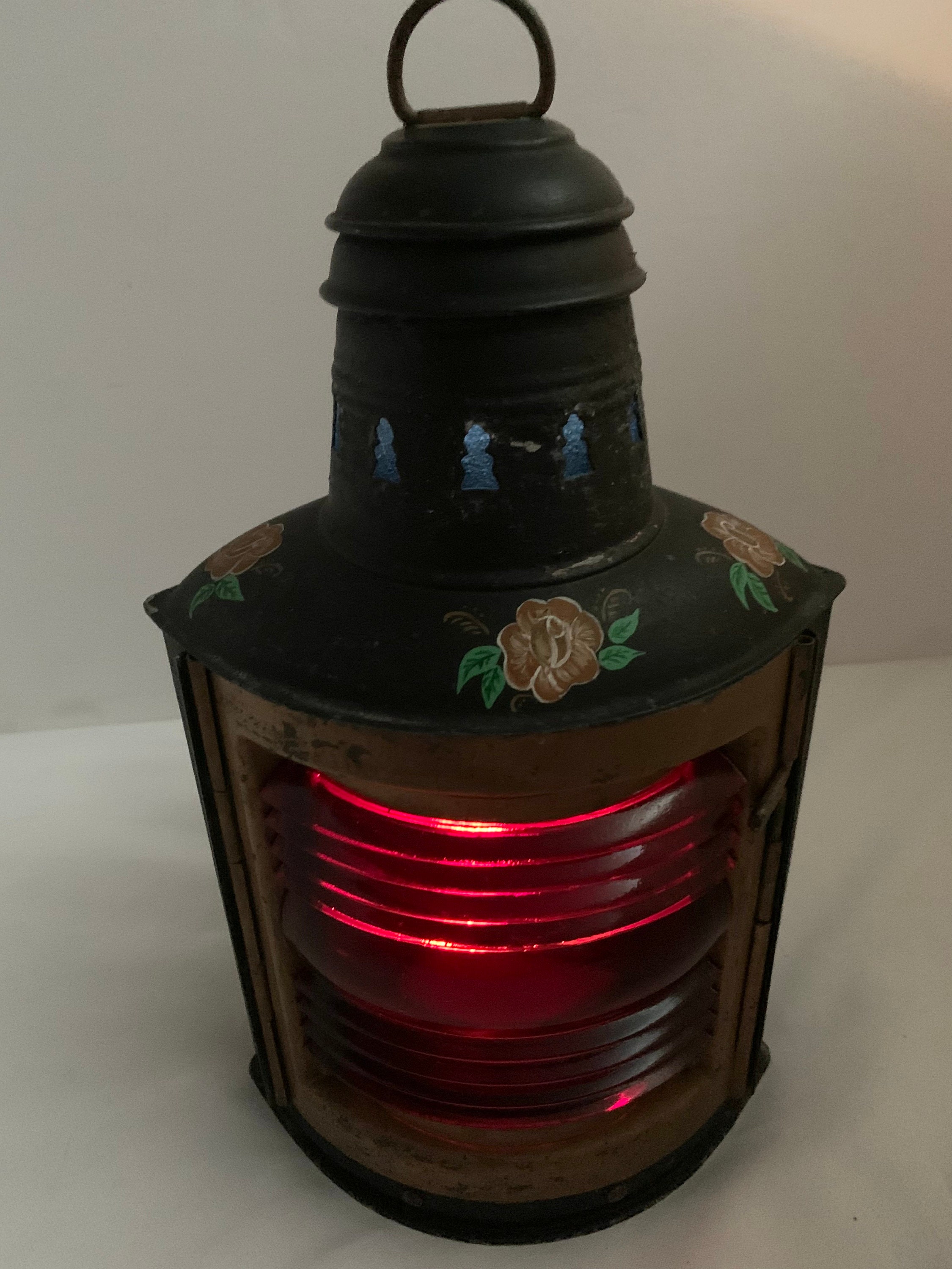 Antique Perko Marine Light - Perkins 3 Side - Hand Painted Folk Art ...