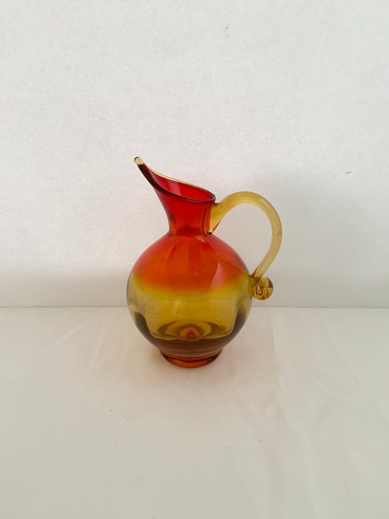 Rainbow Glass Small Pitcher Amberina Glass Art Glass MCM - Etsy