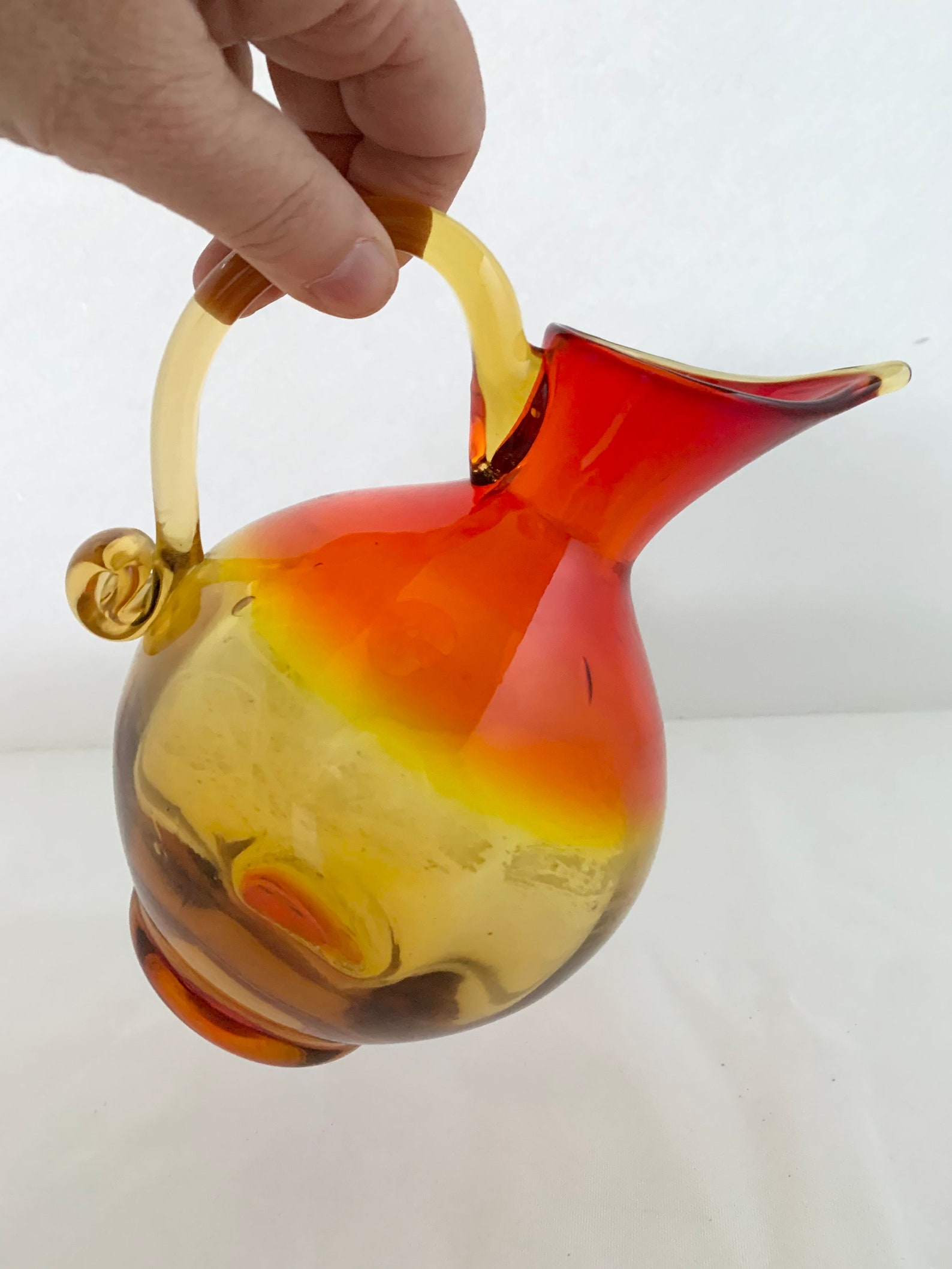 Rainbow Glass Small Pitcher Amberina Glass Art Glass MCM - Etsy