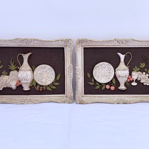 Pair of Chalkware Wall Pictures Girotti Sculptured Art Made in Canada ...