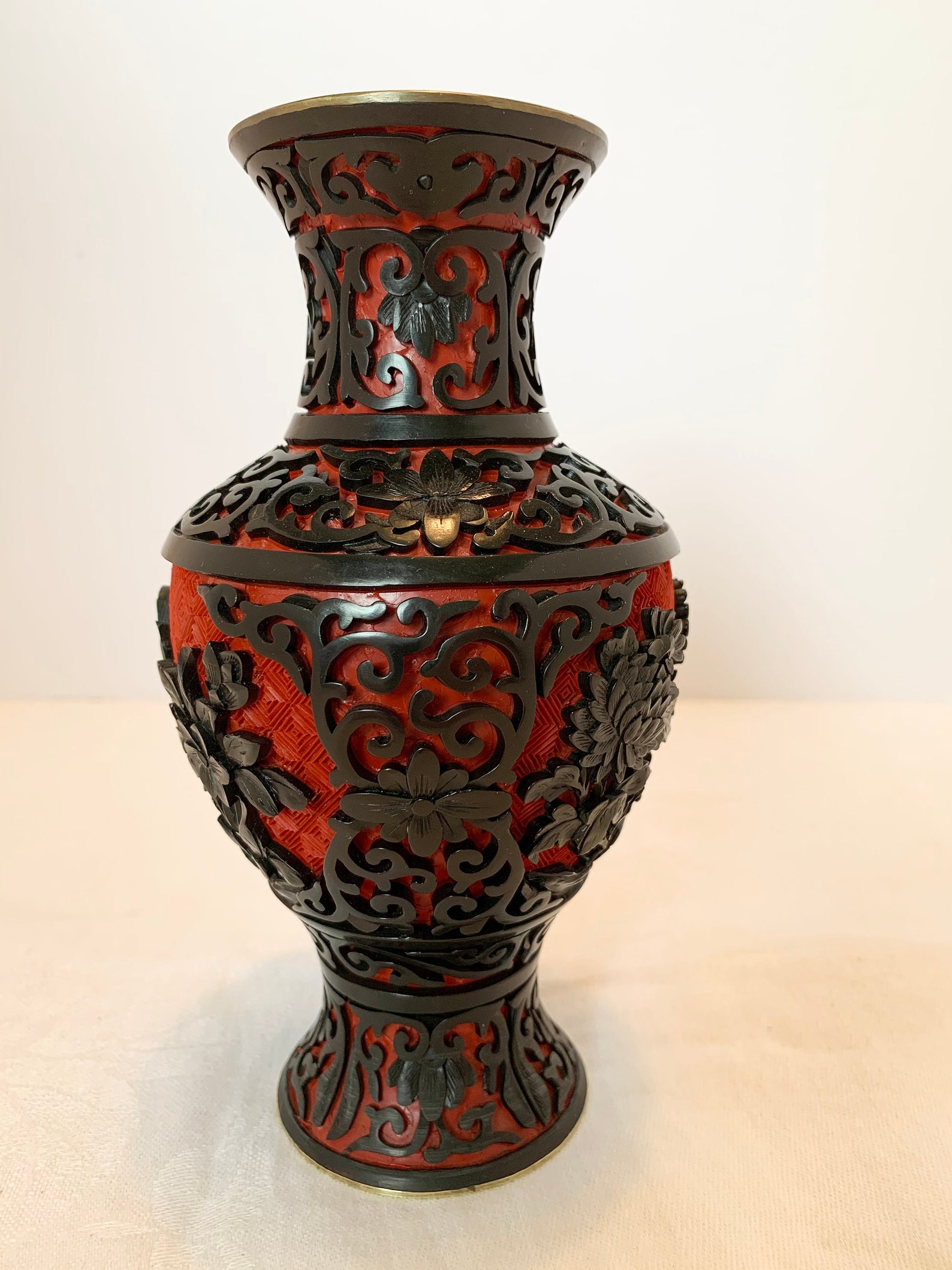 Carved Lacquerware Vase Cinnabar Vase Floral Design - Etsy