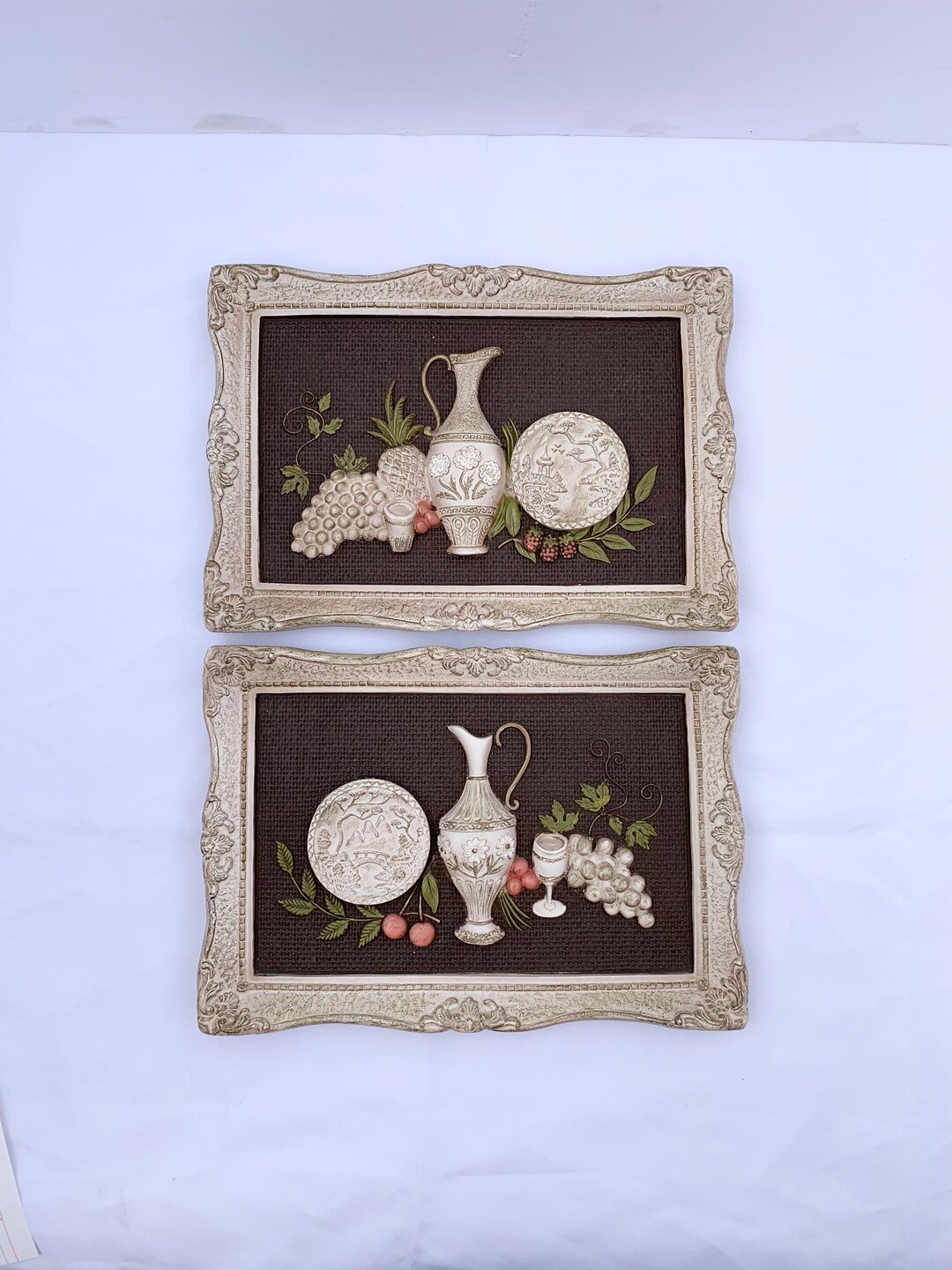 Pair of Chalkware Wall Pictures Girotti Sculptured Art Made in Canada ...