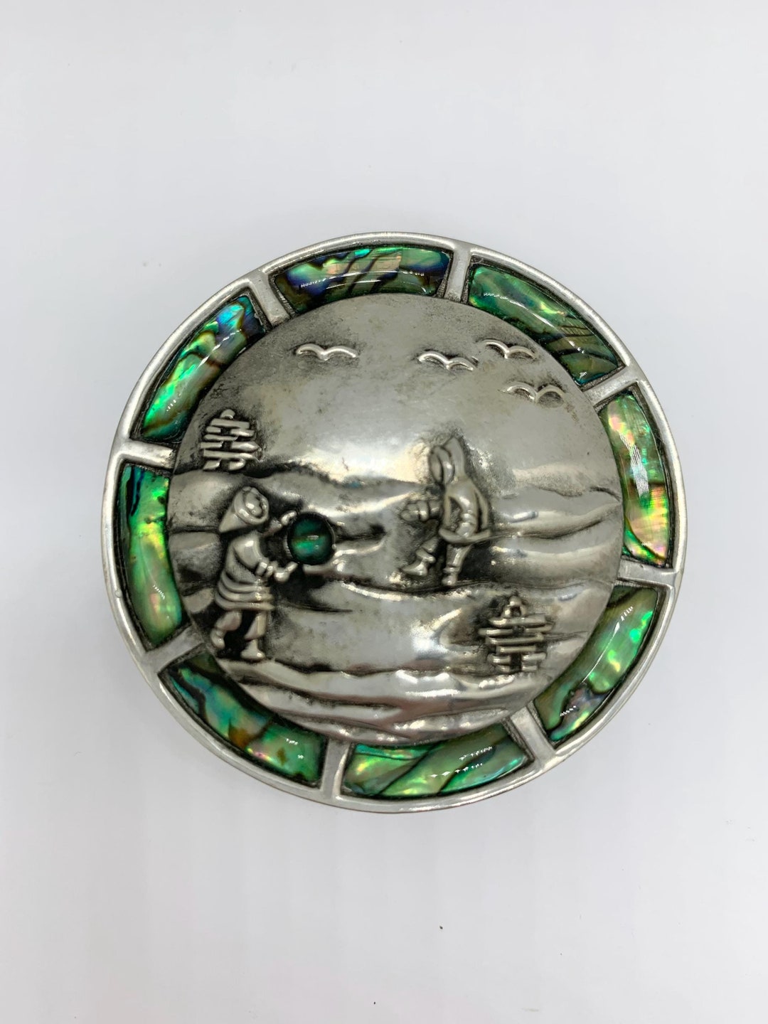 3D Trinket Box Pewter and Abalone Inuit Art Designed in Canada by Glen ...